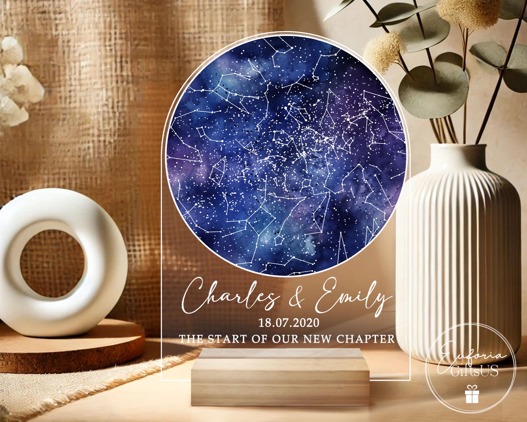 Custom Star Map by Date, Star Map Night Light, Night Sky by Date ...