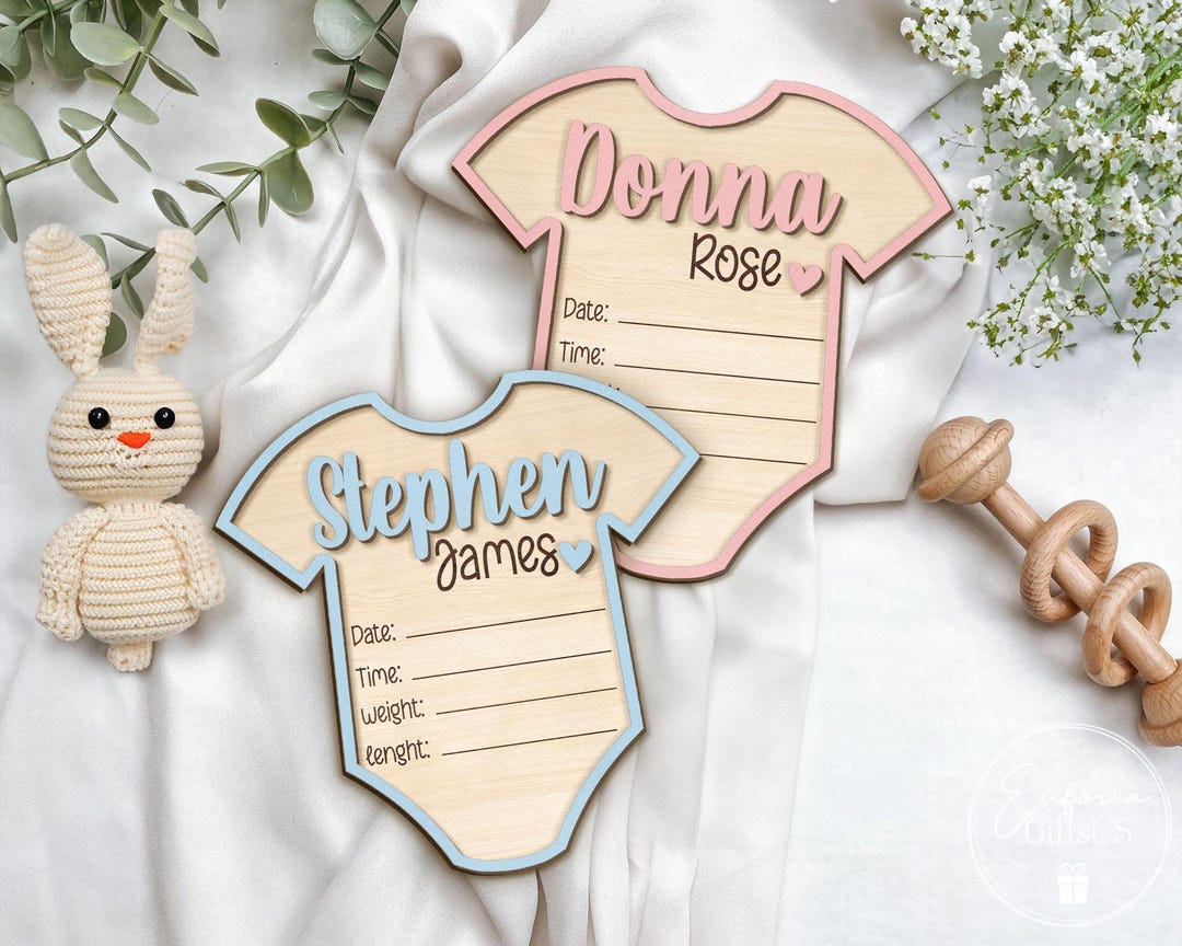 Custom Baby Birth Stats Wooden Sign, Personalized Baby Announcement ...