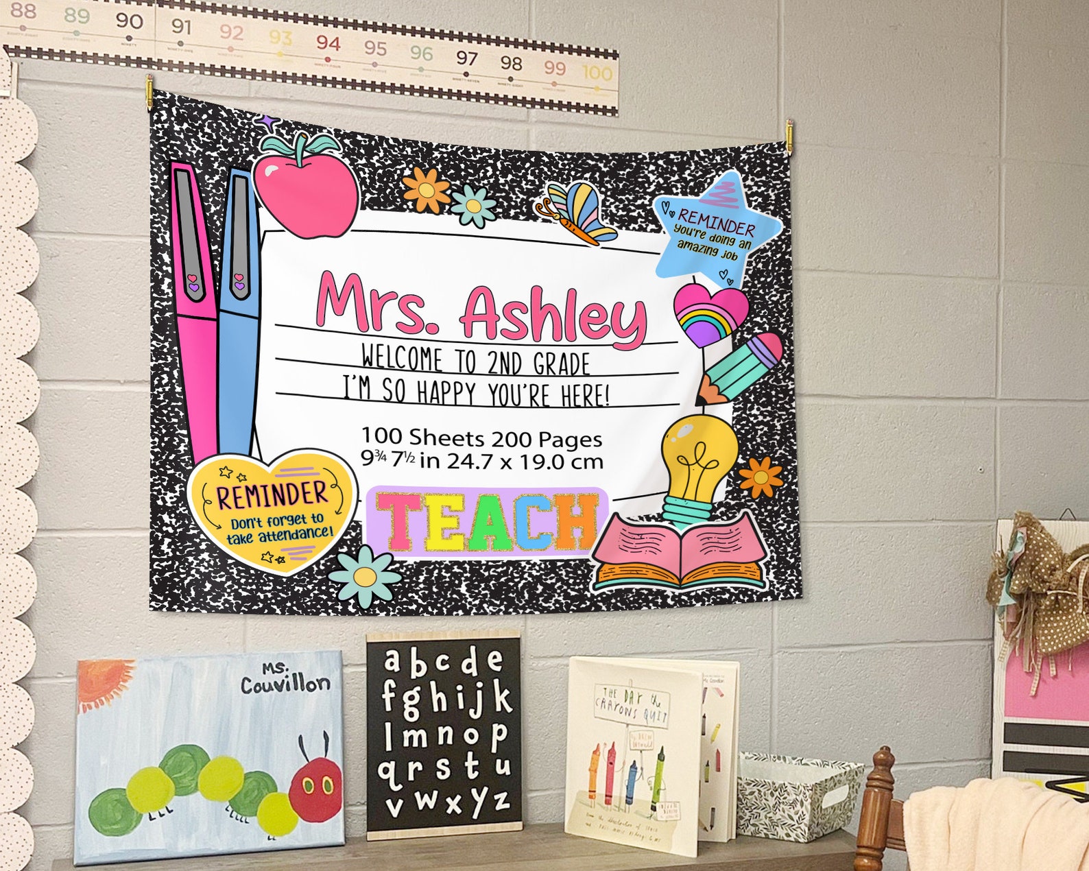 Groovy Classroom Decor, Personalized Classroom Composition Notebook ...