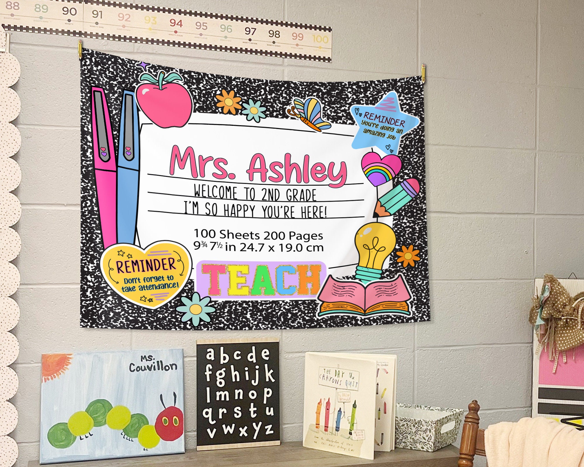 Groovy Classroom Decor, Personalized Classroom Composition Notebook ...