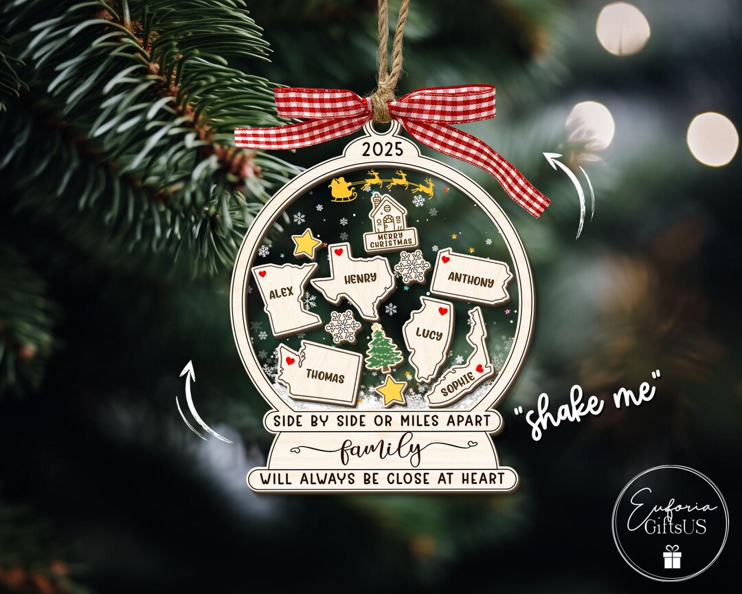 Family Long Distance Relationship Ornament: Custom States Location ...