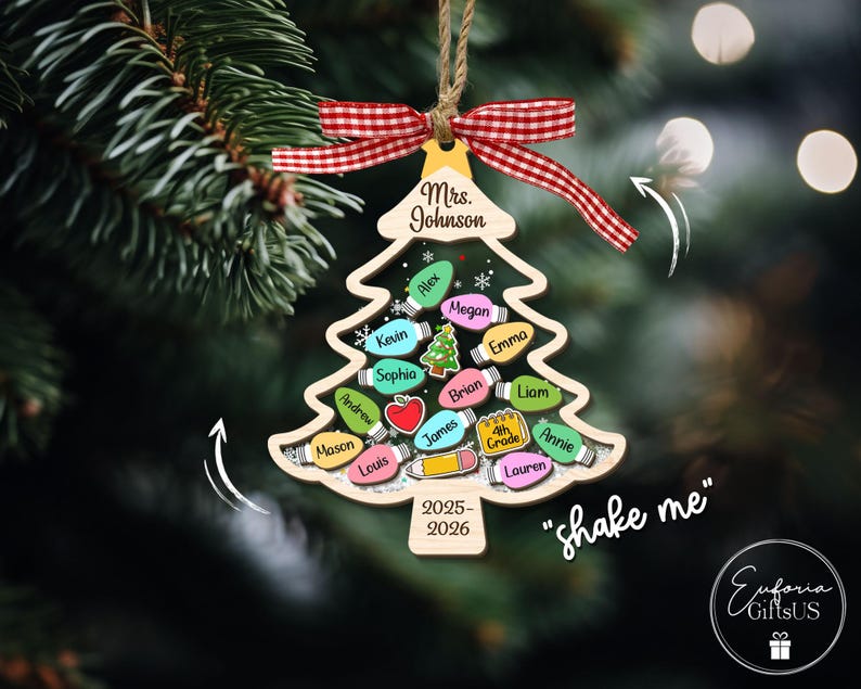 Personalized Teacher 4D Shaker Ornament, Teacher Christmas Gift, Custom ...