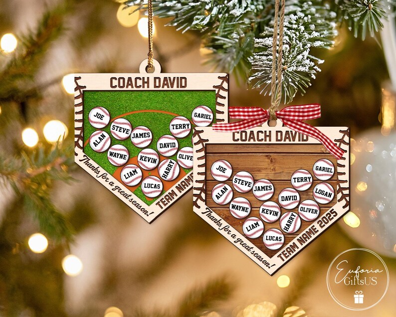 Personalized Baseball Coach Ornament, 4D Shaker Ornament, Custom Coach ...