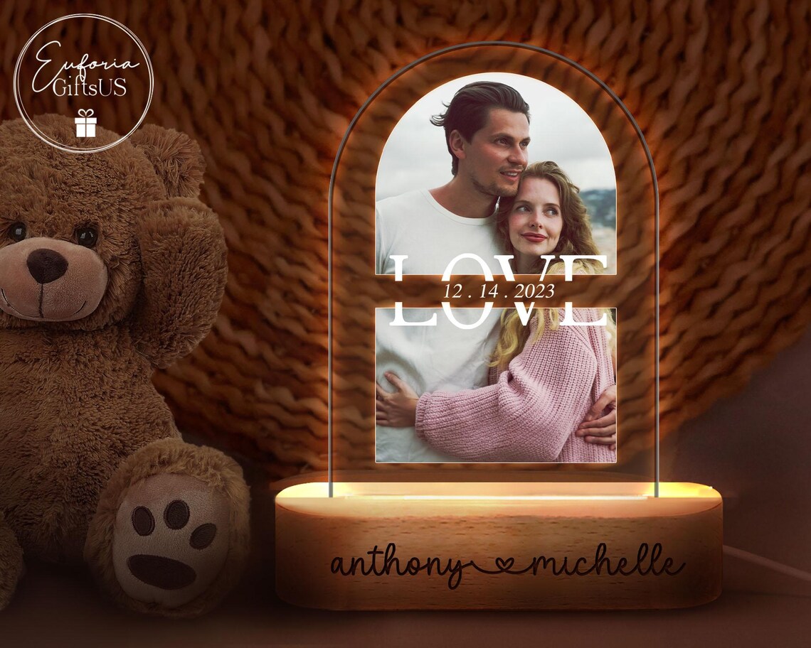 Personalized Photo Love Night Light, Custom Photo Led Plaque, Valentine ...