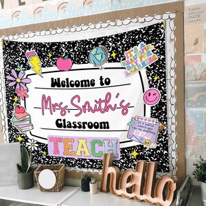 Personalized Teacher Classroom Tapestry, Teachers Name Classroom Banner ...