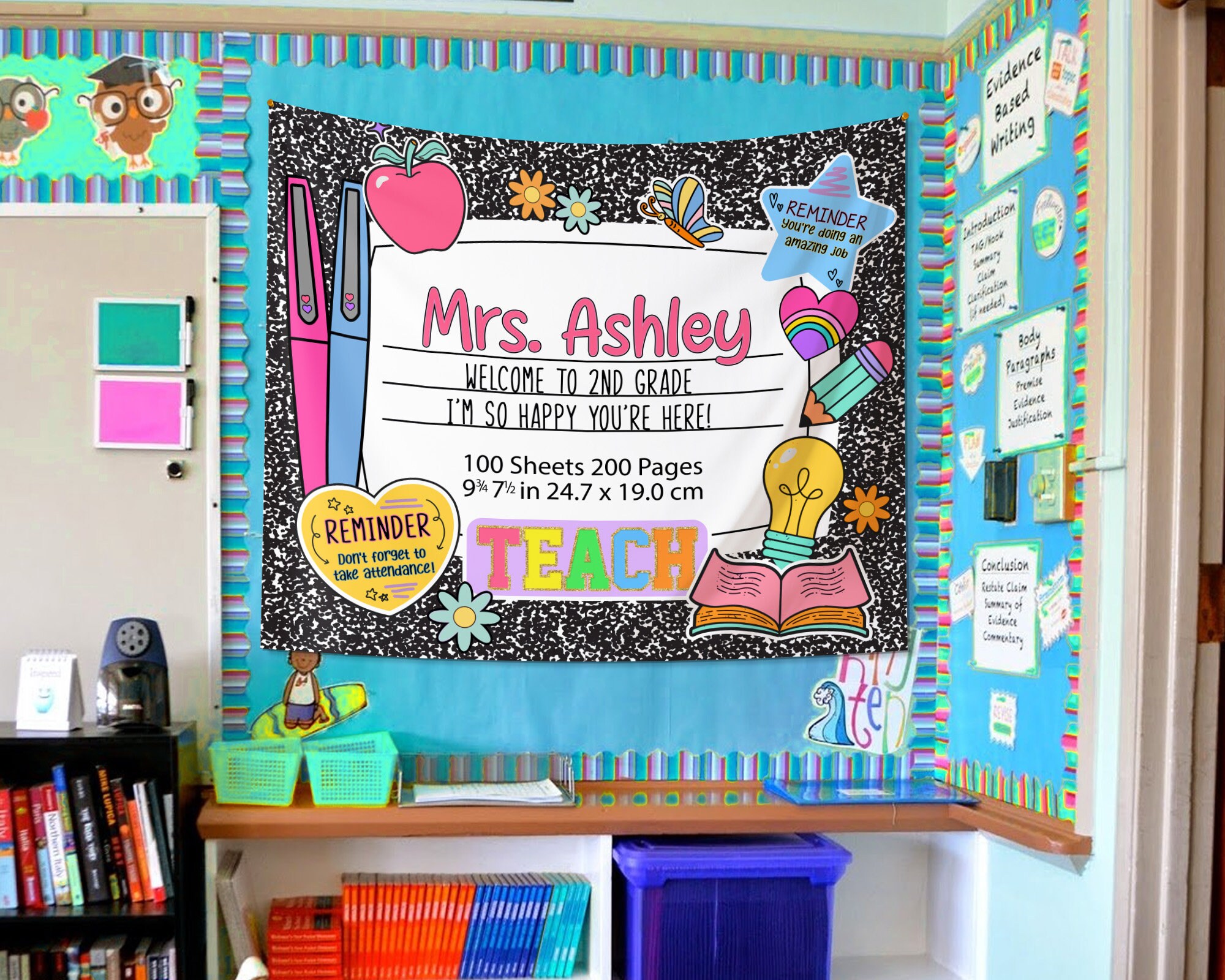 Groovy Classroom Decor, Personalized Classroom Composition Notebook ...