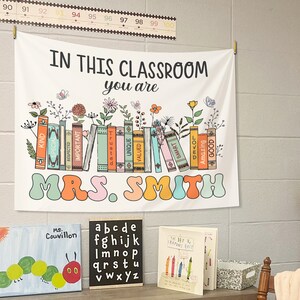 Personalized Groovy Classroom Decor, Teacher Classroom Tapestry ...