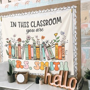 Personalized Groovy Classroom Decor, Teacher Classroom Tapestry ...