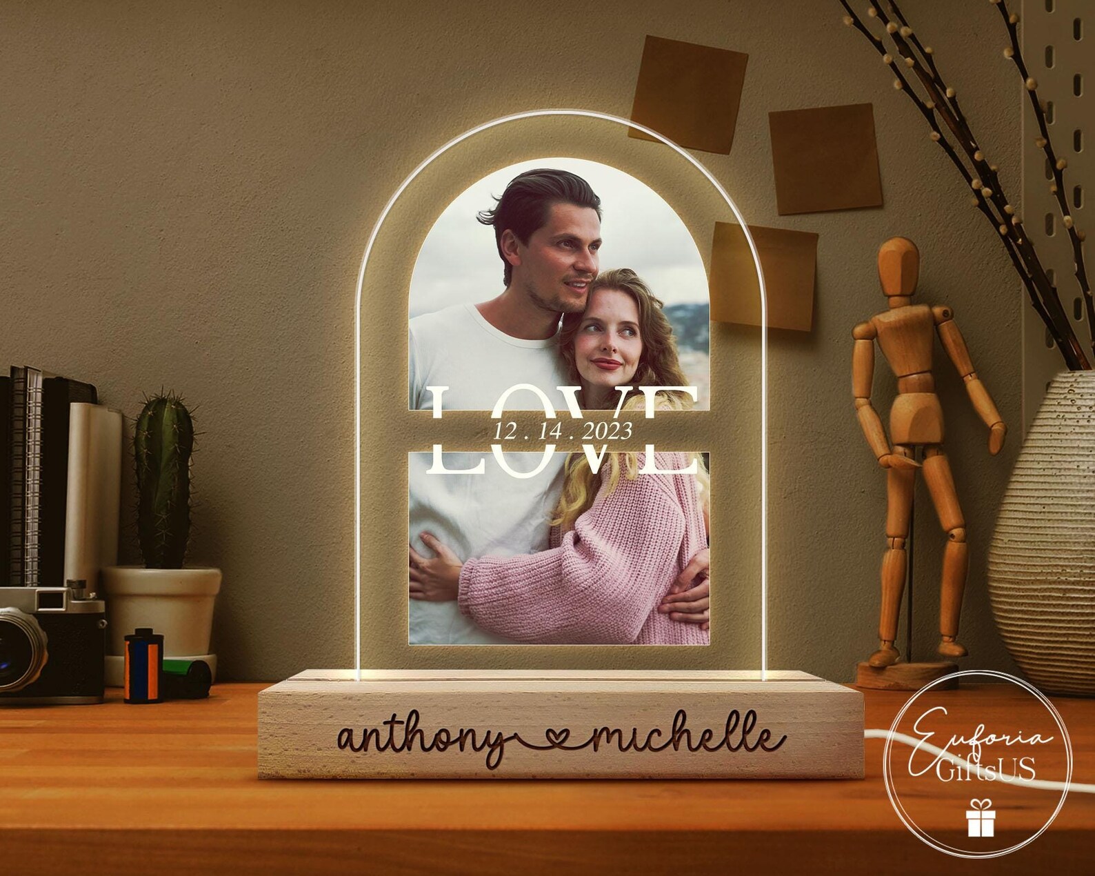 Personalized Photo Love Night Light, Custom Photo Led Plaque, Valentine ...