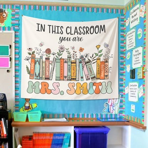 Personalized Groovy Classroom Decor, Teacher Classroom Tapestry ...