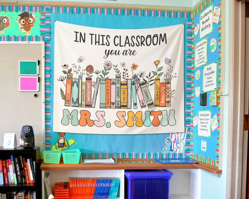 Personalized Groovy Classroom Decor, Teacher Classroom Tapestry ...