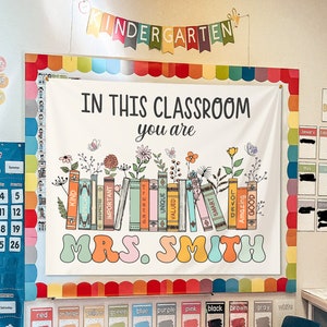 Personalized Groovy Classroom Decor, Teacher Classroom Tapestry ...