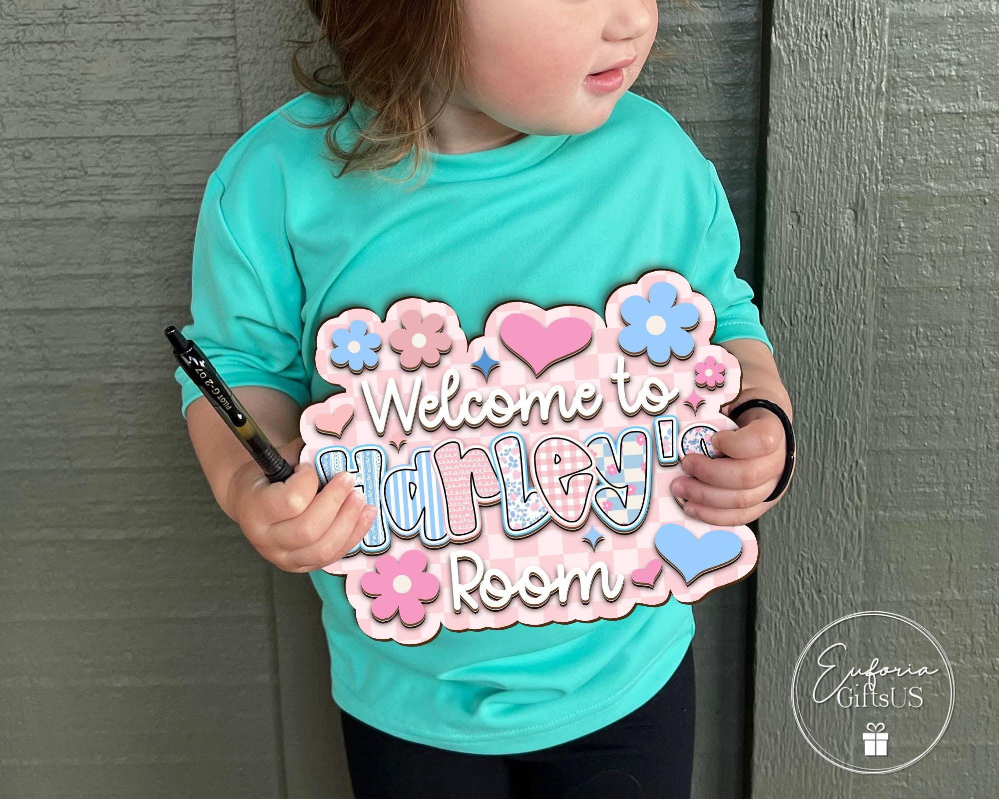 Custom Kids Bedroom 3D Wooden Sign, Personalized Girl Door Sign ...