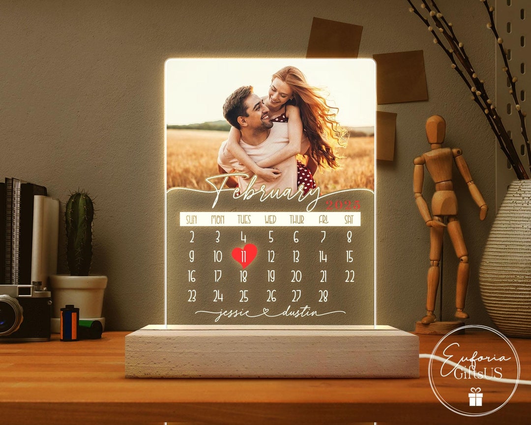 Personalized Couple Photo LED Light, Custom Photo Couple Calendar ...