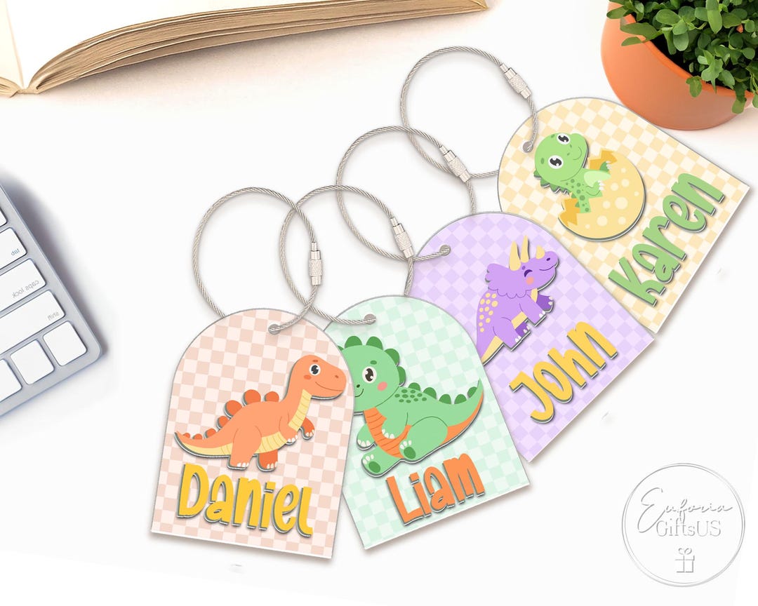 Custom Dinosaur Name Tag for Kid, 3D Acrylic Bag Tag With Name, Back to ...