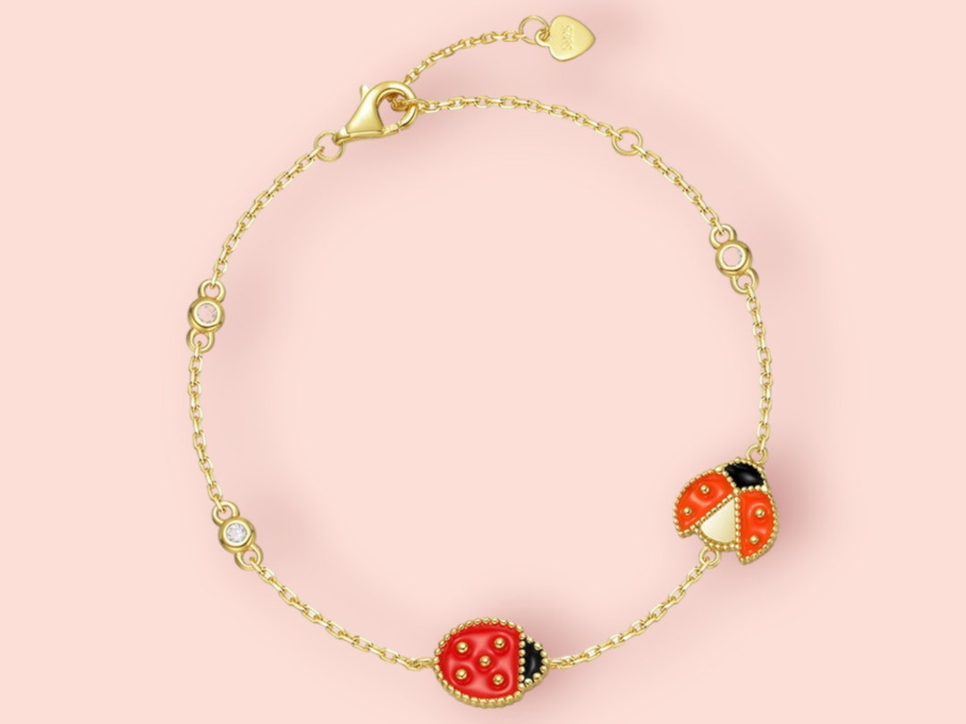 Gold Plated Ladybug Bracelet Sterling Silver Jewelry - Etsy