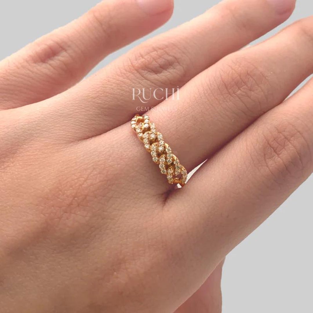 Cuban Link Chain Ring Gold Dainty Chain Ring Promise Ring Friendship ...