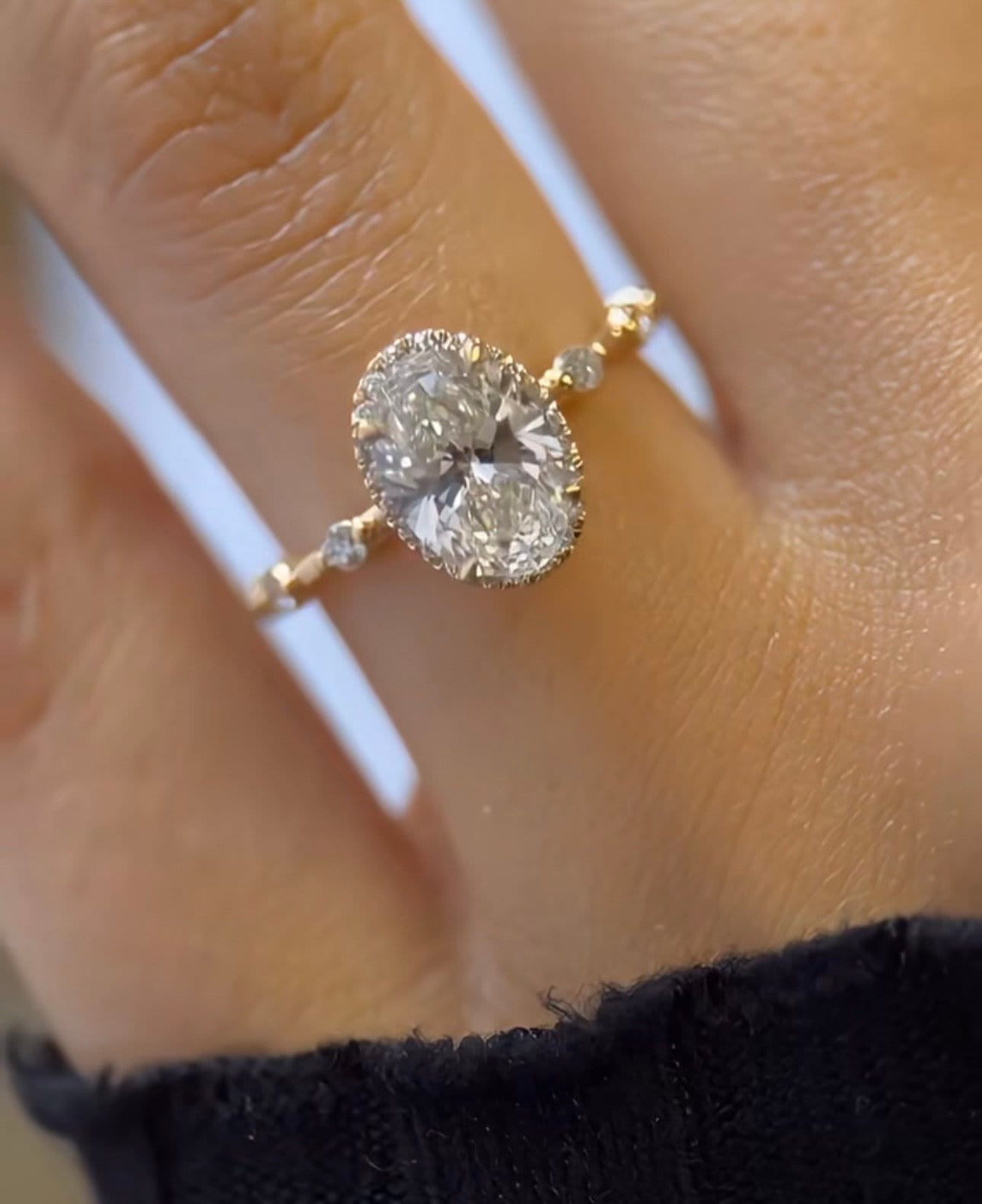 OVAL HIDDEN HALO Engagement Ring , Oval Shape Engagement Ring , Wedding ...