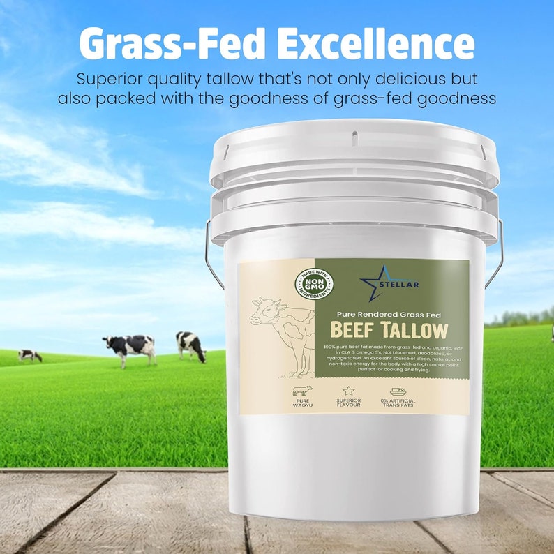 Stellar - Beef Tallow - 100% Grass-fed & Finished - Good for Cooking ...