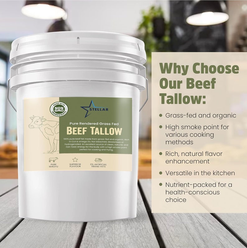 Stellar - Beef Tallow - 100% Grass-fed & Finished - Good for Cooking ...