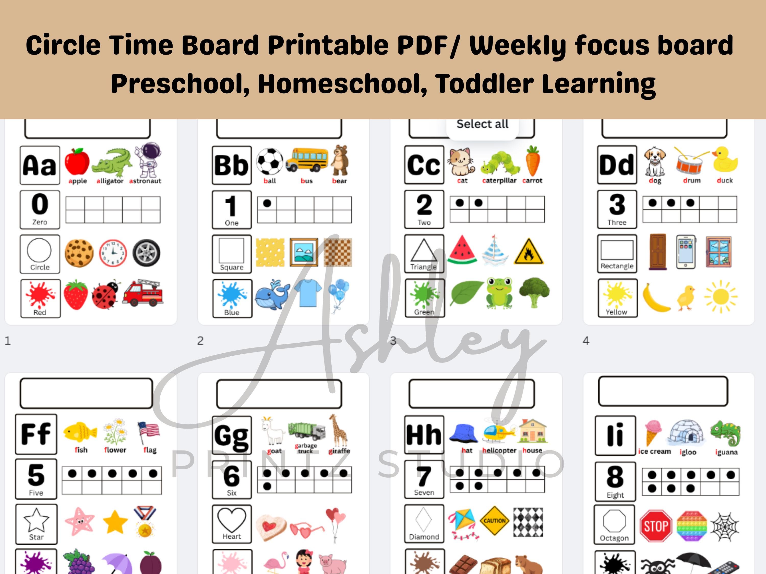 Circle Time & Weekly Focus Chart | Letters, Numbers, Shapes, Colors ...