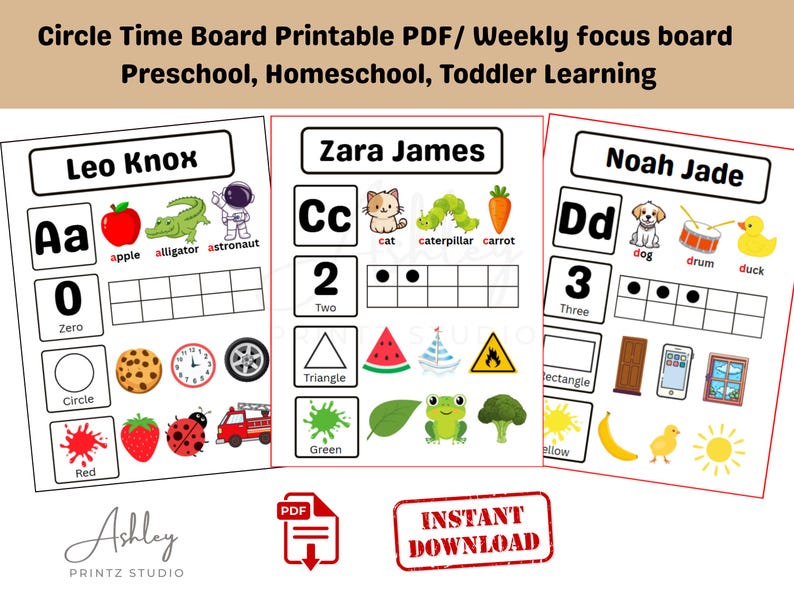 Circle Time & Weekly Focus Chart | Letters, Numbers, Shapes, Colors ...