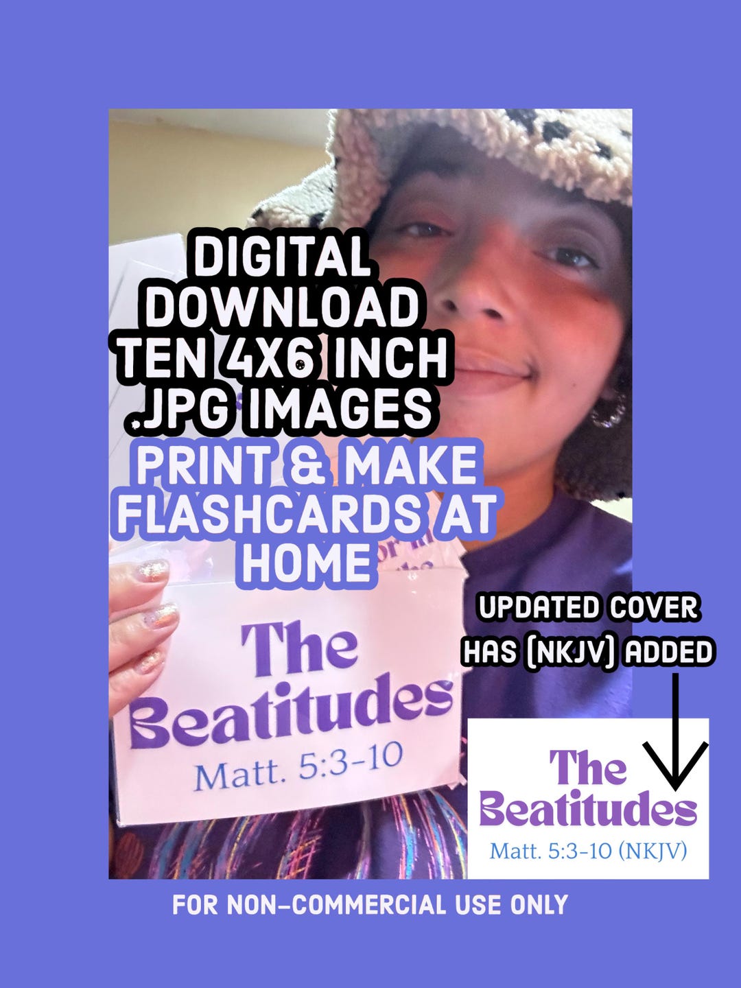 The Beatitudes NKJV Digital Download 4x6 Flashcards 10 Bible Verse ...