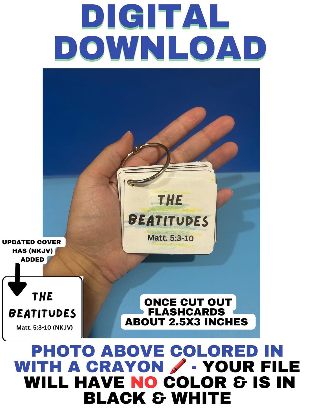 Travel Size Beatitudes NKJV Digital Download Flashcards Bible Study ...