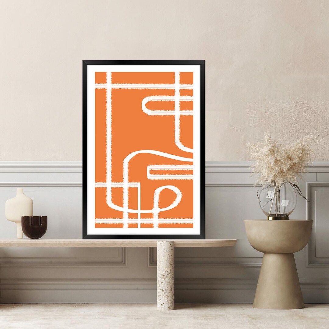 Orange Abstract Lines Canvas Print: Modern Wall Art - Etsy