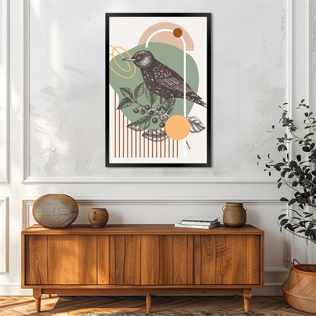 Vintage Bird Botanical Art Print: Mid-century Modern Nature ...