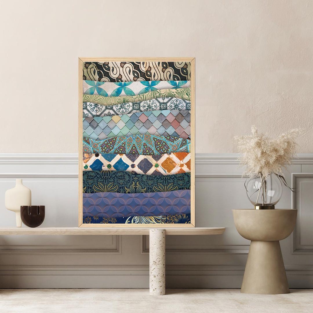 Colorful Wall Art Maximalist BOHO - Torn Paper Pattern Canvas Print ...