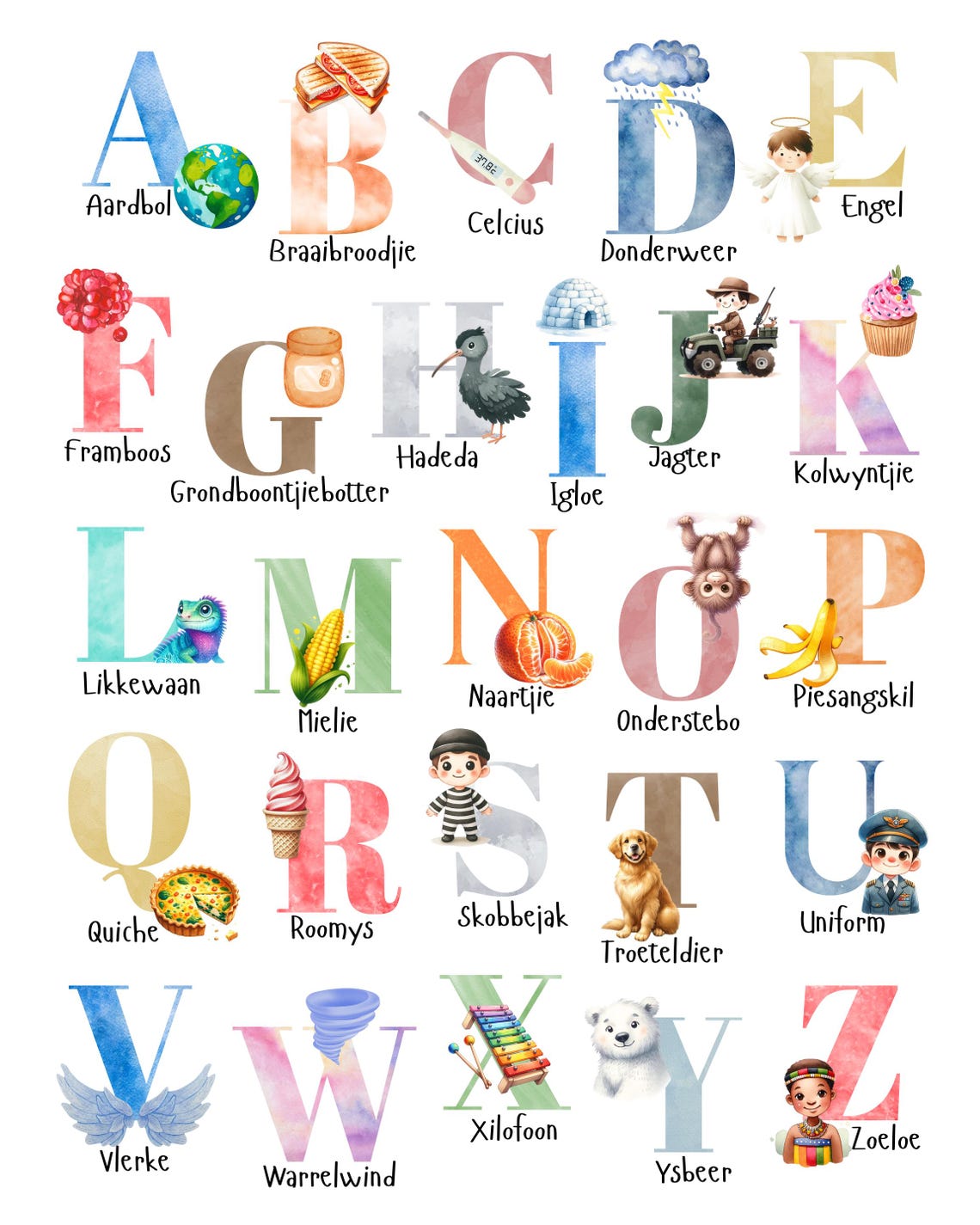 Afrikaans Alphabet Poster, South African Language, Digital Download ...