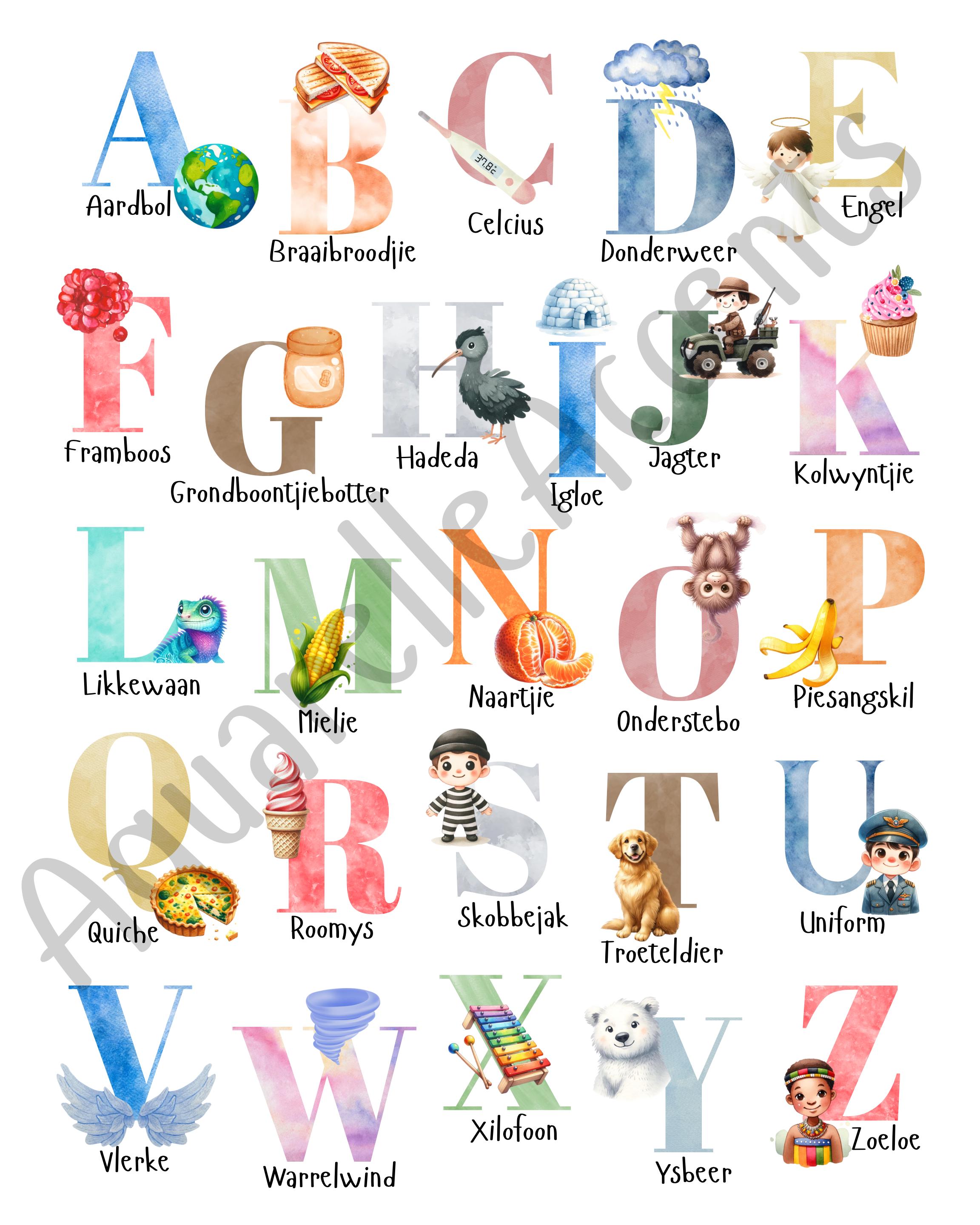 Afrikaans Alphabet Poster, South African Language, Digital Download ...