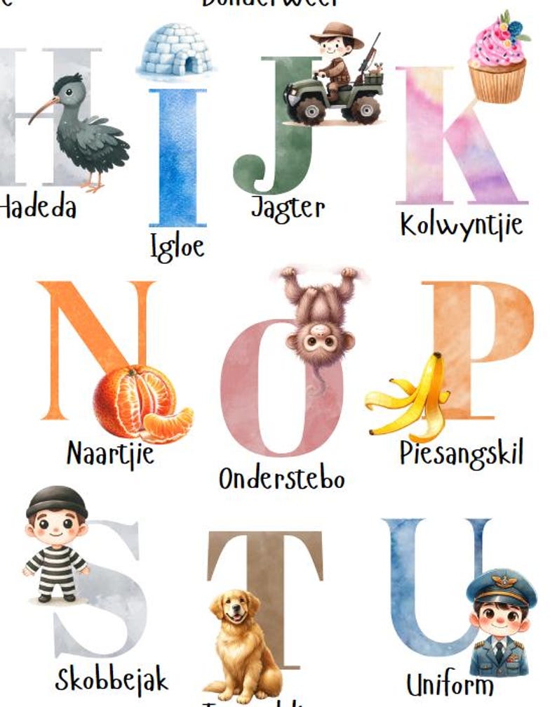 Afrikaans Alphabet Poster, South African Language, Digital Download ...