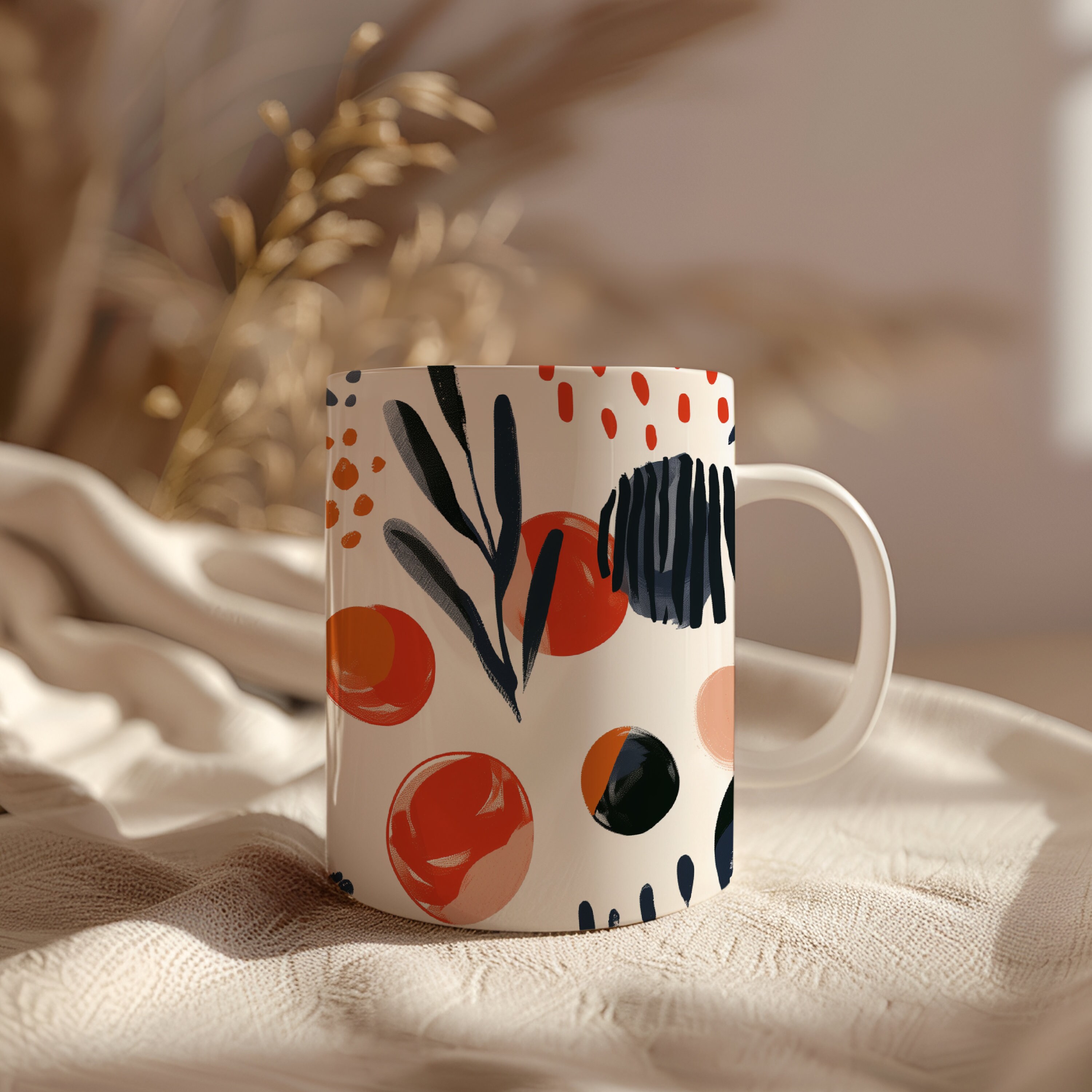 Mid Century Modern Mug, Retro Coffee Cup, Geometric Coffee Mug ...