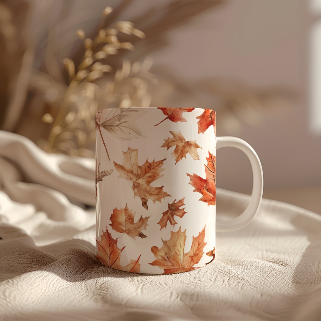 Leaves Mug, Fall Coffee Mugs, Coffee Mugs for Fall Season, Fun Autumn ...