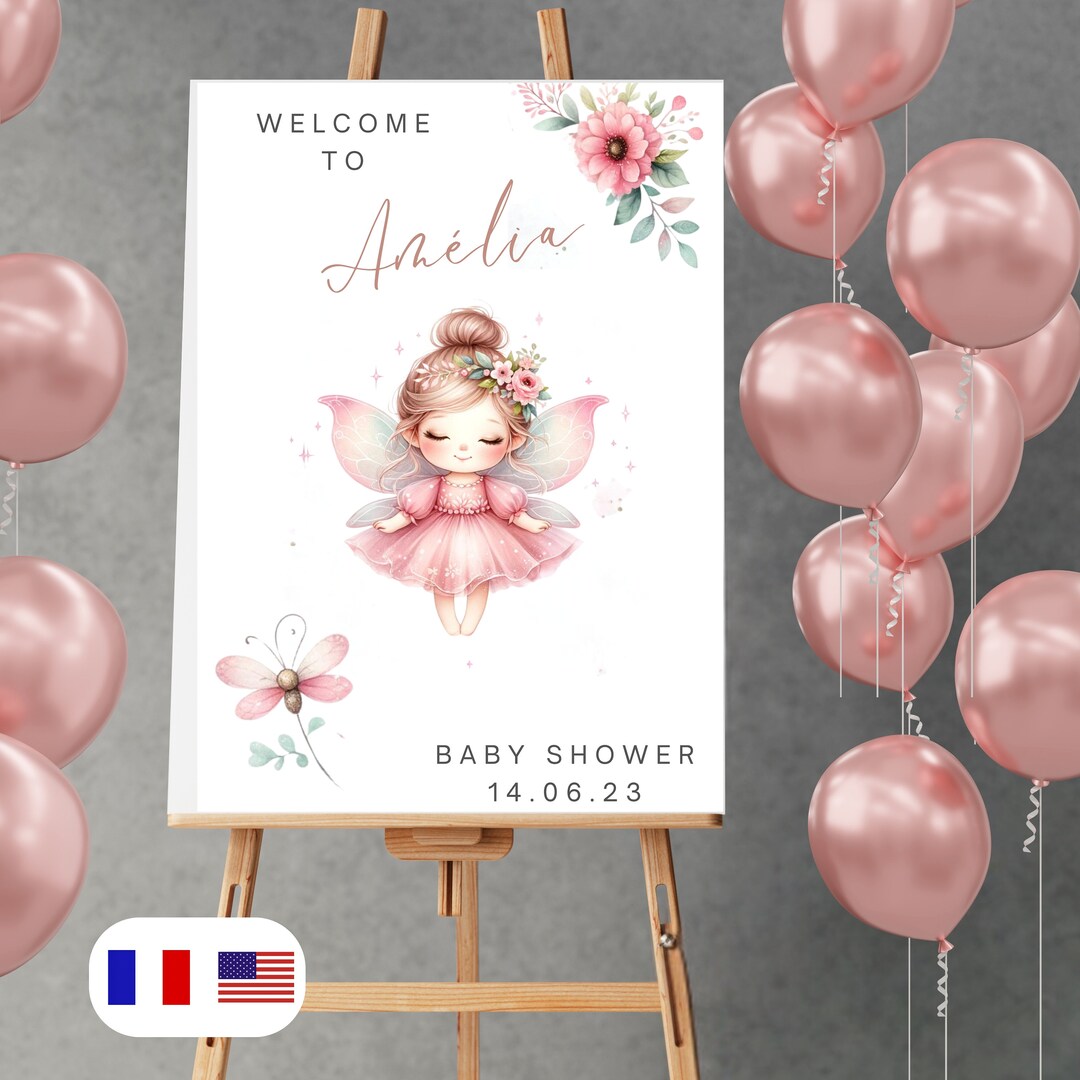 Fairy Theme Baby Shower Welcome Poster for Girl - Enchanted Prenatal ...
