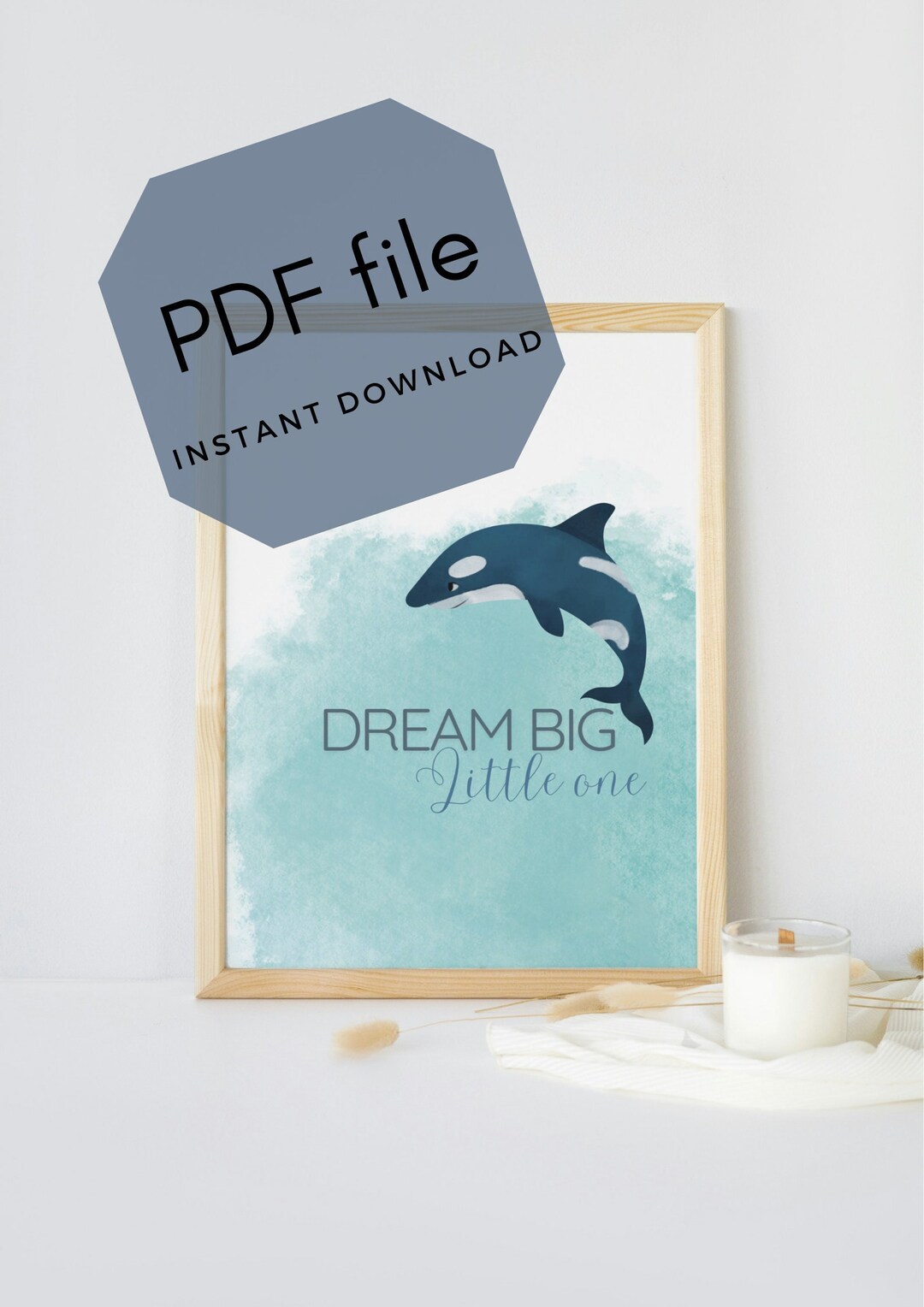 Whale Nursery Printable Poster With Inspirational Quote "dream Big ...