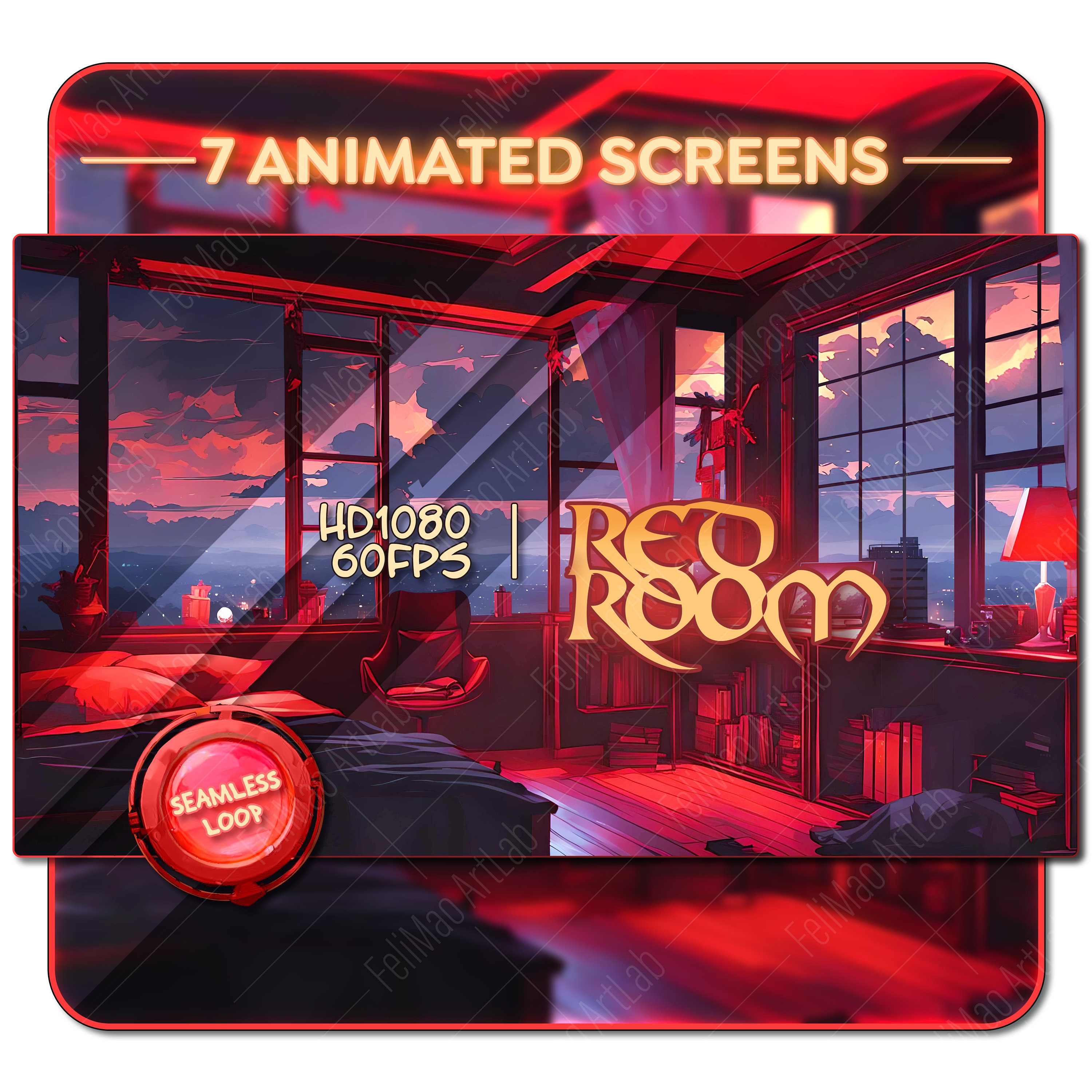 Animated Dark Red Room Stream Screens: Cozy Night, Seamless Loop - Etsy