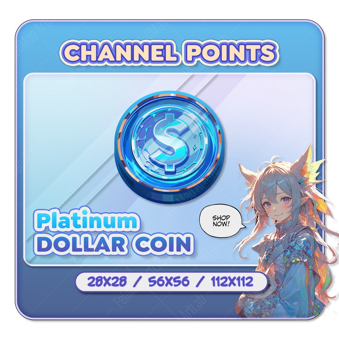 Platinum Dollar Coin Channel Points Icon / Emote for Stream / Twitch ...