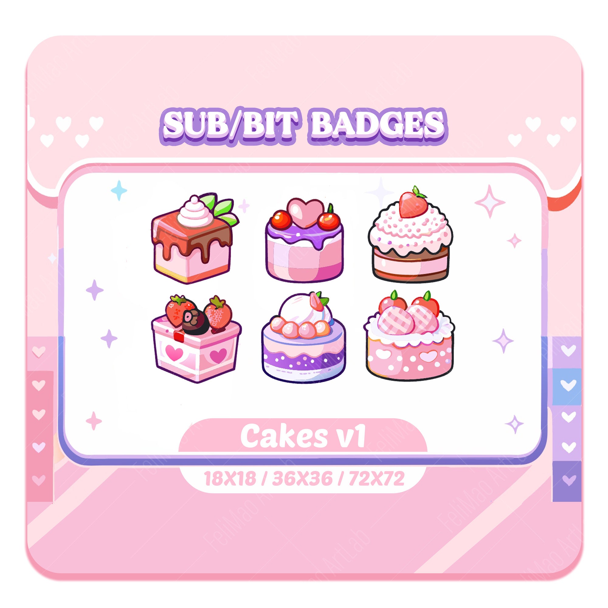 Cakes V1 Sub / Bit Badges Icon / Emote for Stream / Twitch / Vtube - Etsy