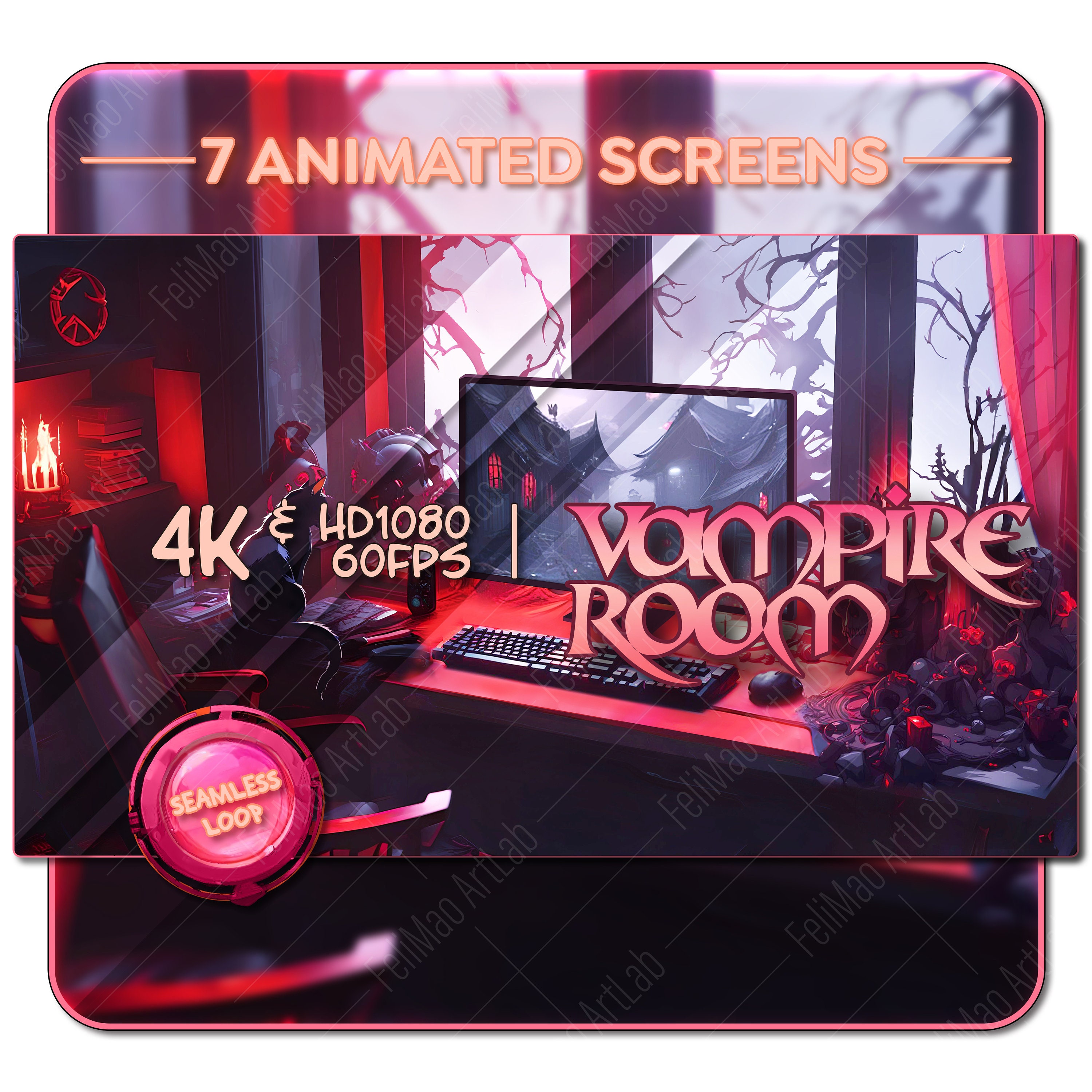 Animated Vampire Room Stream Screens: Cozy Night, Seamless Loop - Etsy