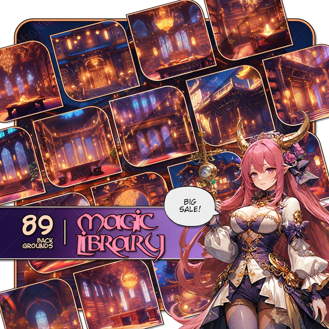 Stream Background Overlay, Vtube: Magic Library - Etsy