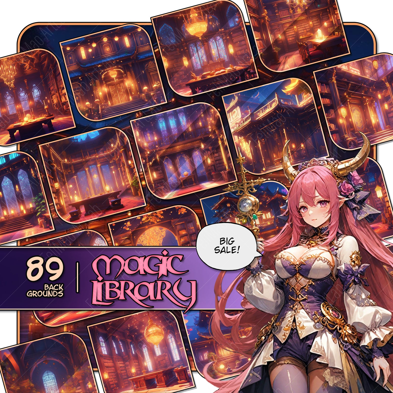 Stream Background Overlay, Vtube: Magic Library - Etsy