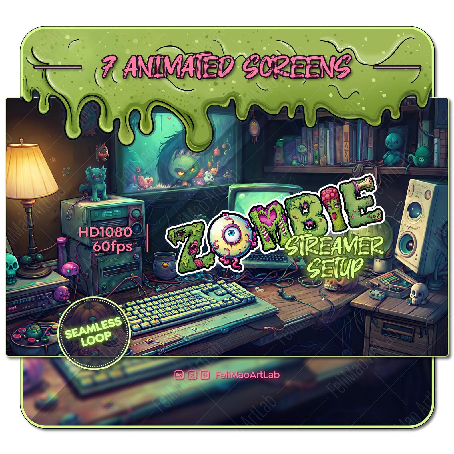 Animated Zombie Room Stream Screens, Halloween Twitch Overlay (seamless Loop) - Etsy