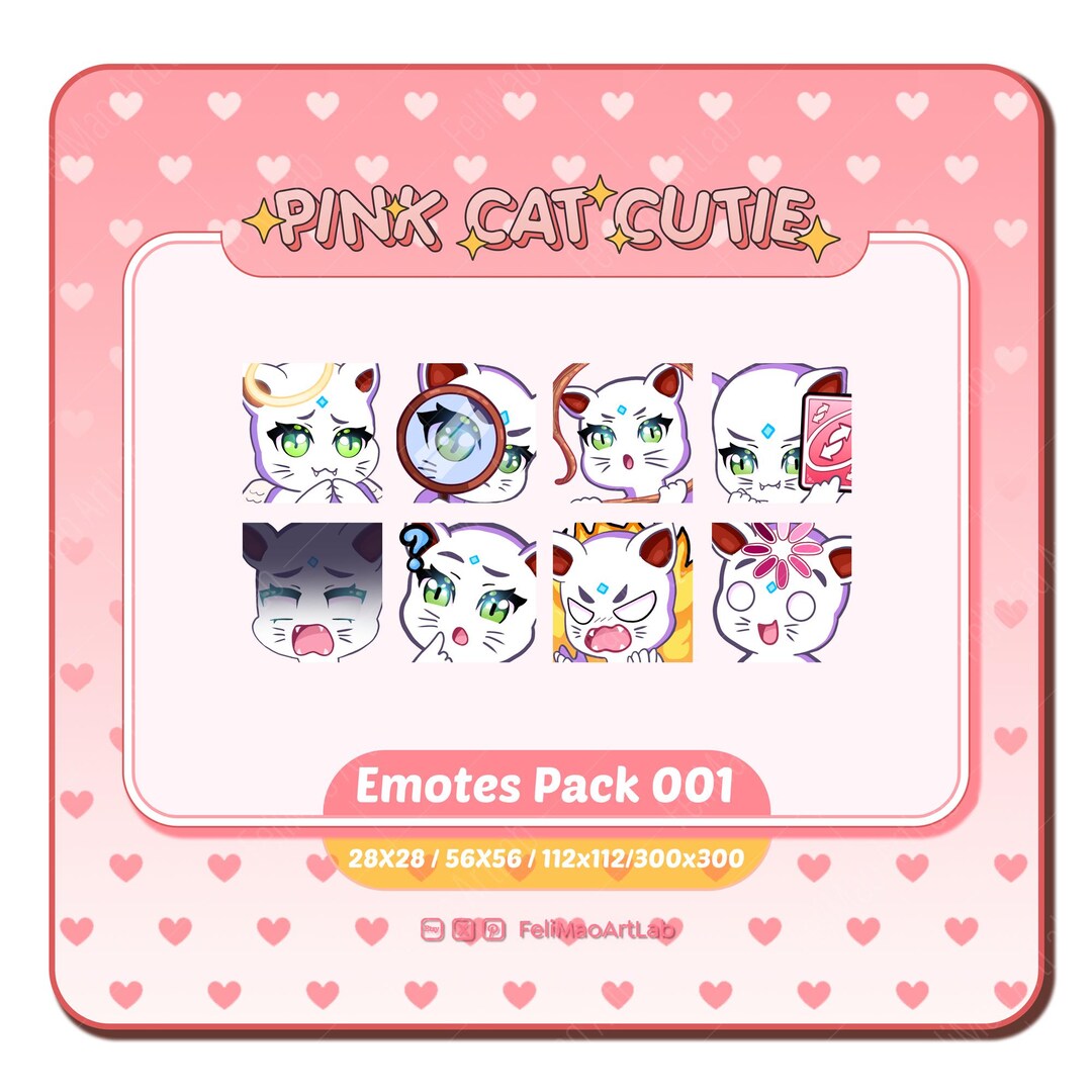 Pink Cat Cutie Emotes Pack 001 Twitch / Discord / Stream / Vtube - Etsy