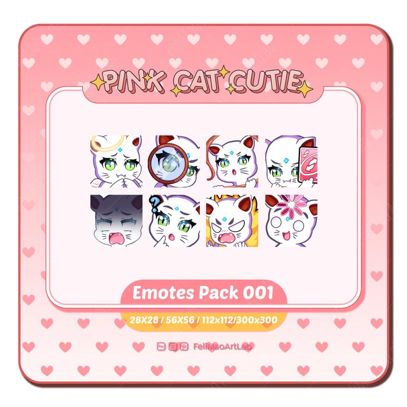 Pink Cat Cutie Emotes Pack 001 Twitch / Discord / Stream / Vtube - Etsy
