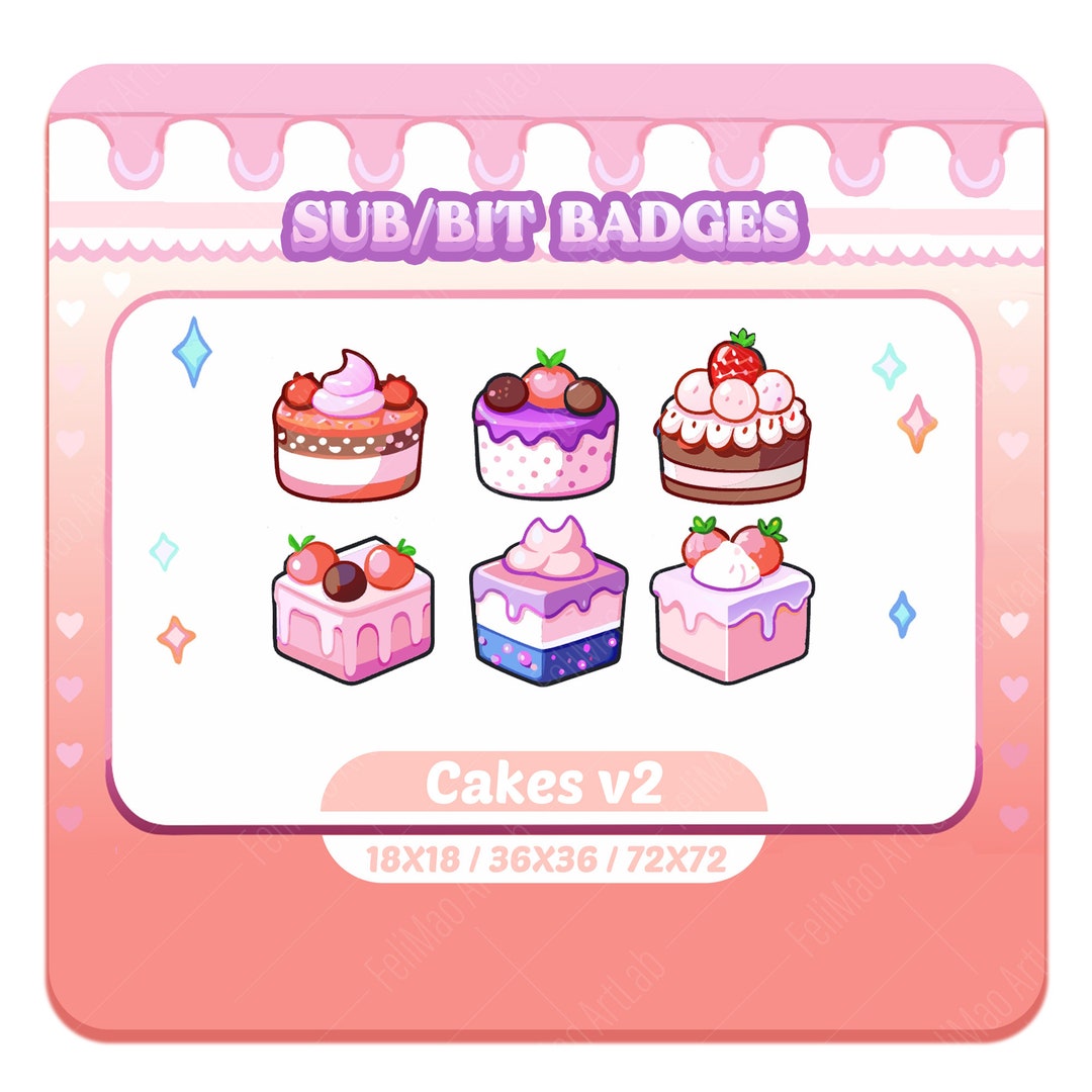 Cakes V2 Sub / Bit Badges Icon / Emote for Stream / Twitch / Vtube - Etsy