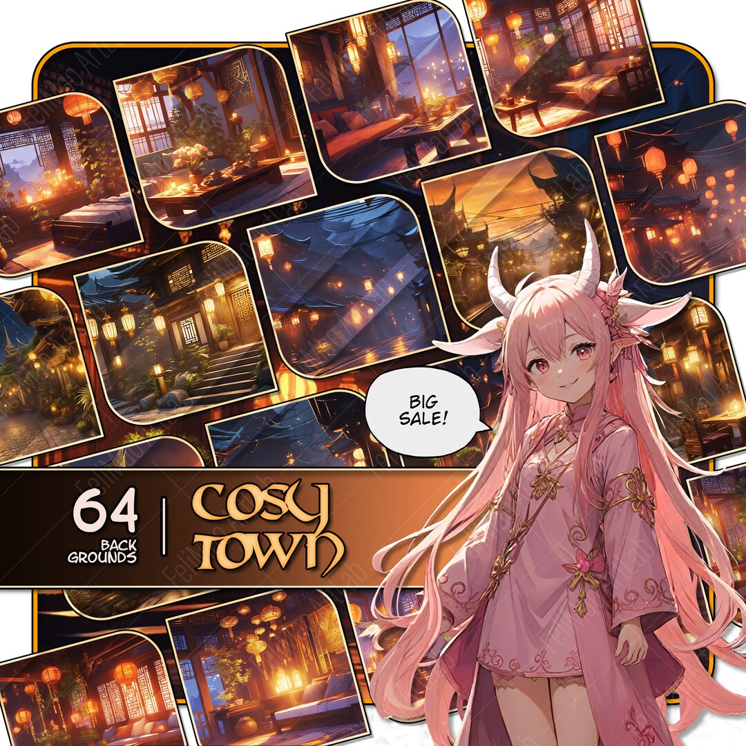 Stream Background Overlay, Vtube: Aesthetic Magical Dark Asian Cosy ...