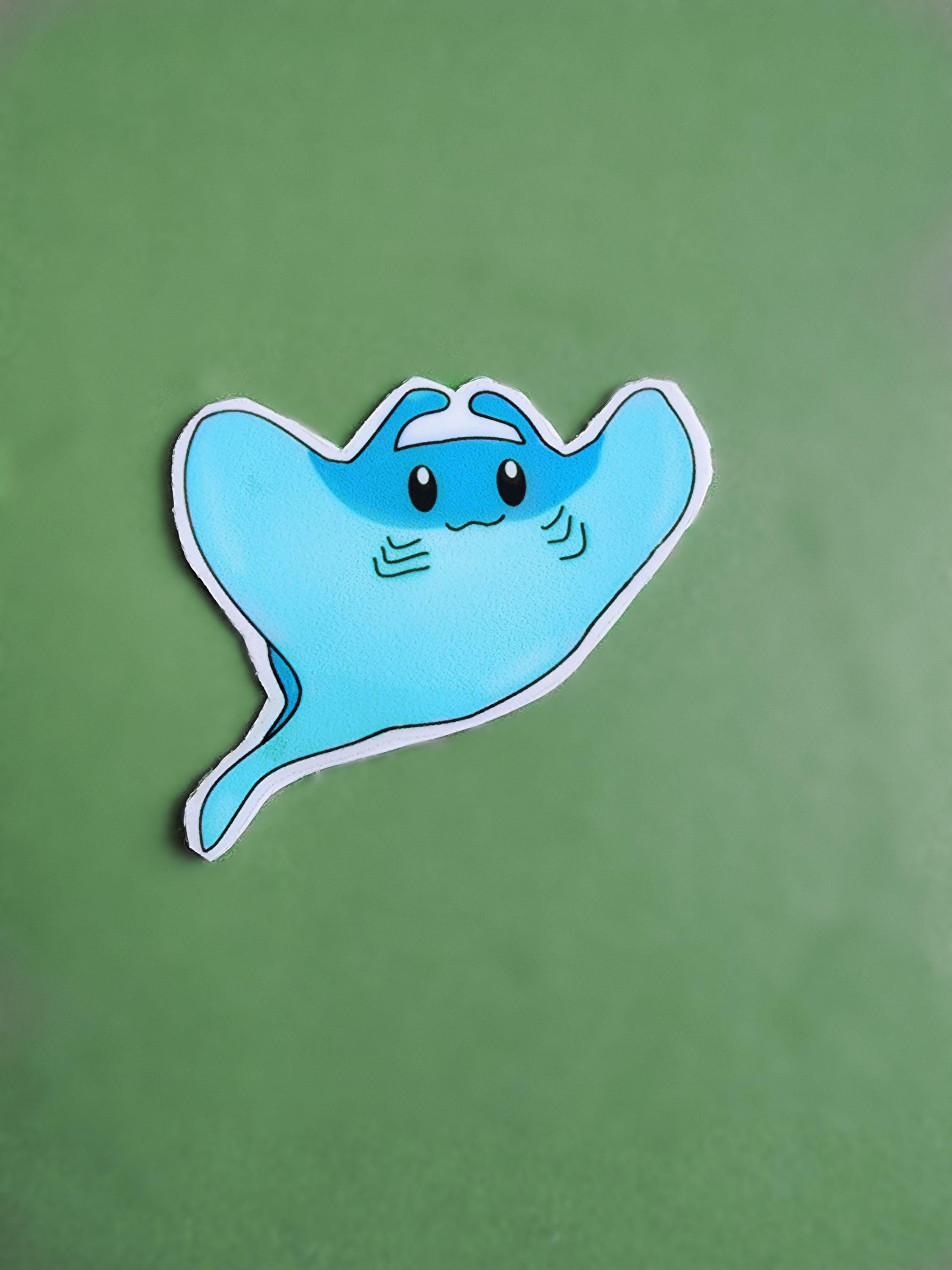 Anna the Manta Ray Kawaii Blue Waterproof Manta Ray Sticker - Etsy